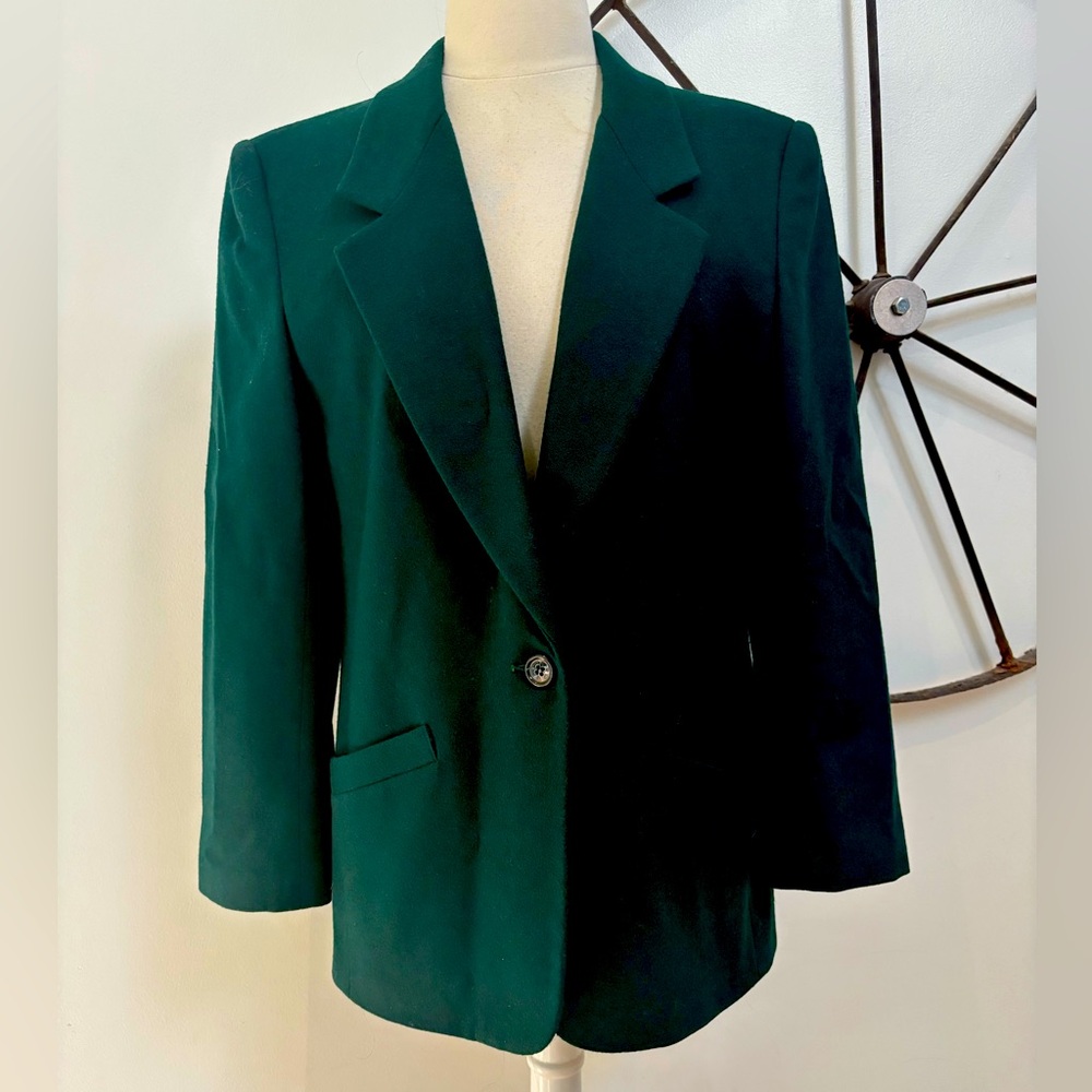 Vintage 1980s Koret Forest Green Wool Blazer Suit Jac… - Gem